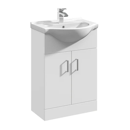 Kvit Pure 550mm Cabinet with Basin | Modern Gloss White Vanity Unit ...